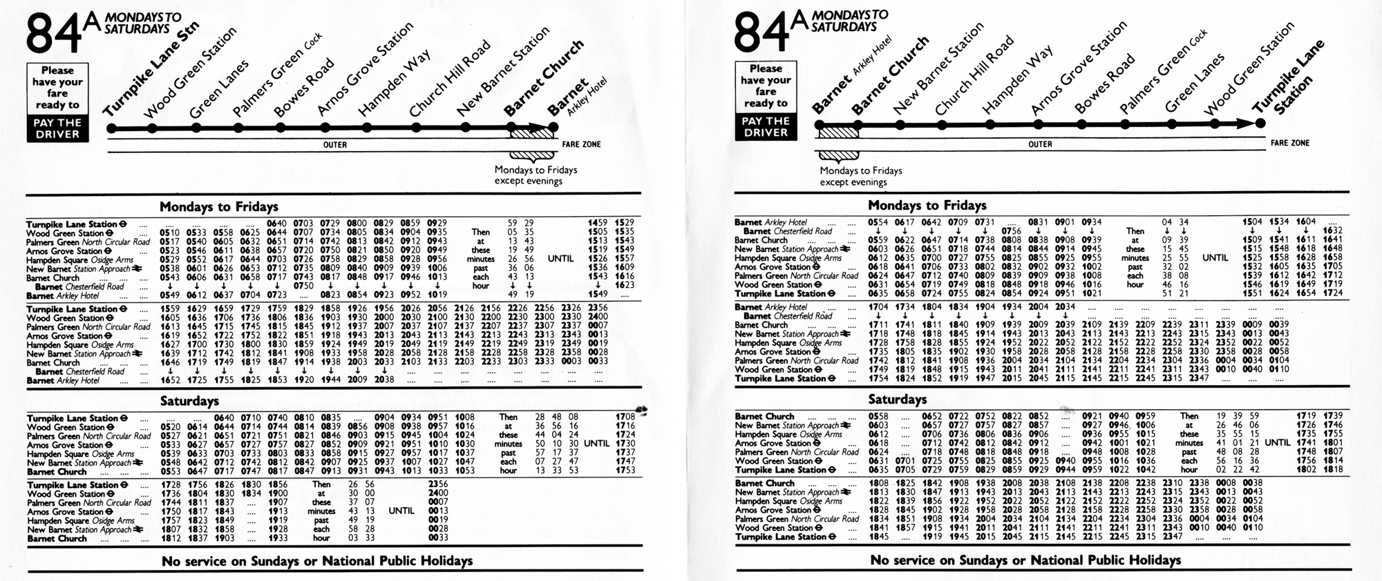London Bus Route 84A