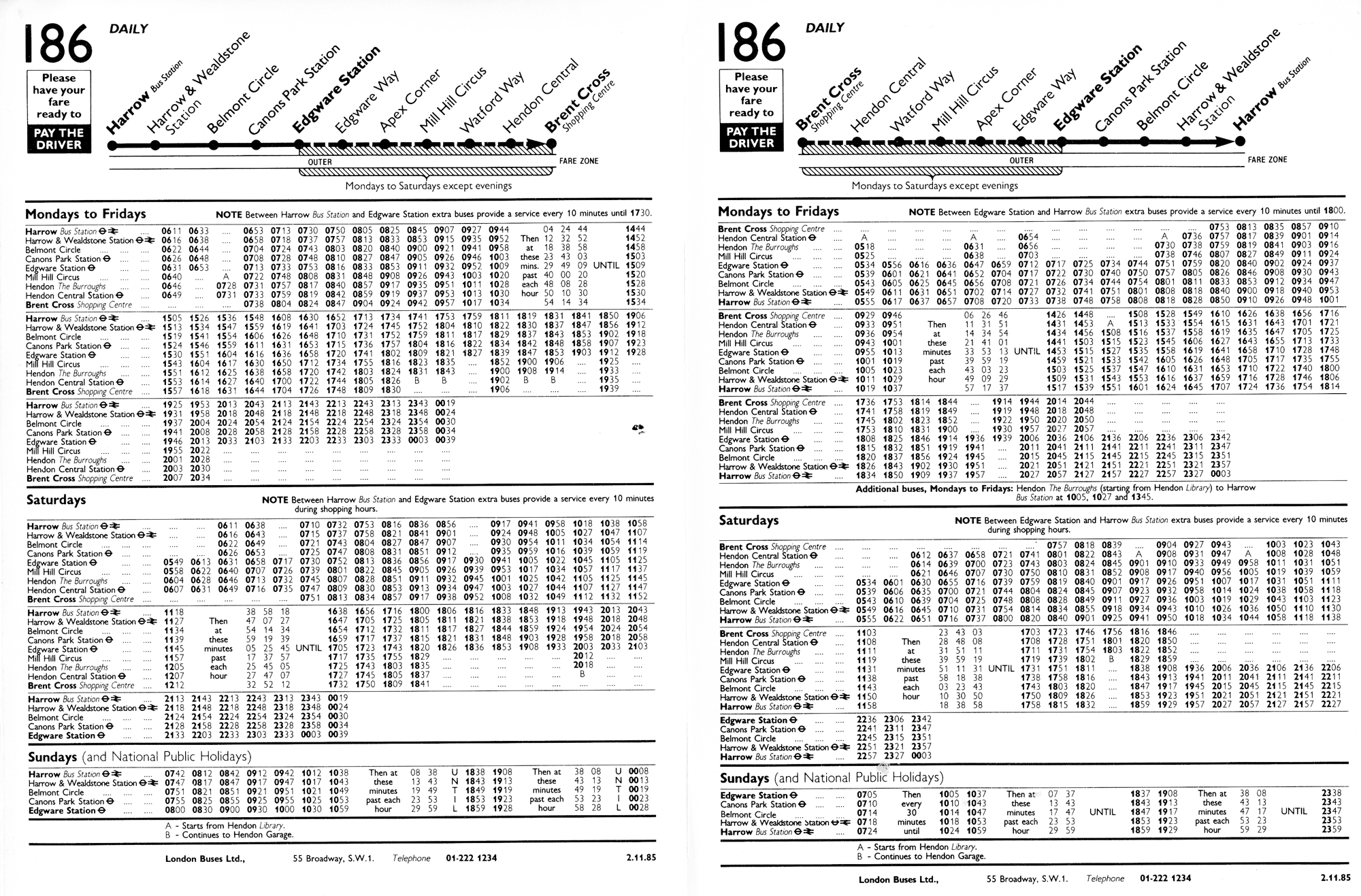 London Bus Route 186