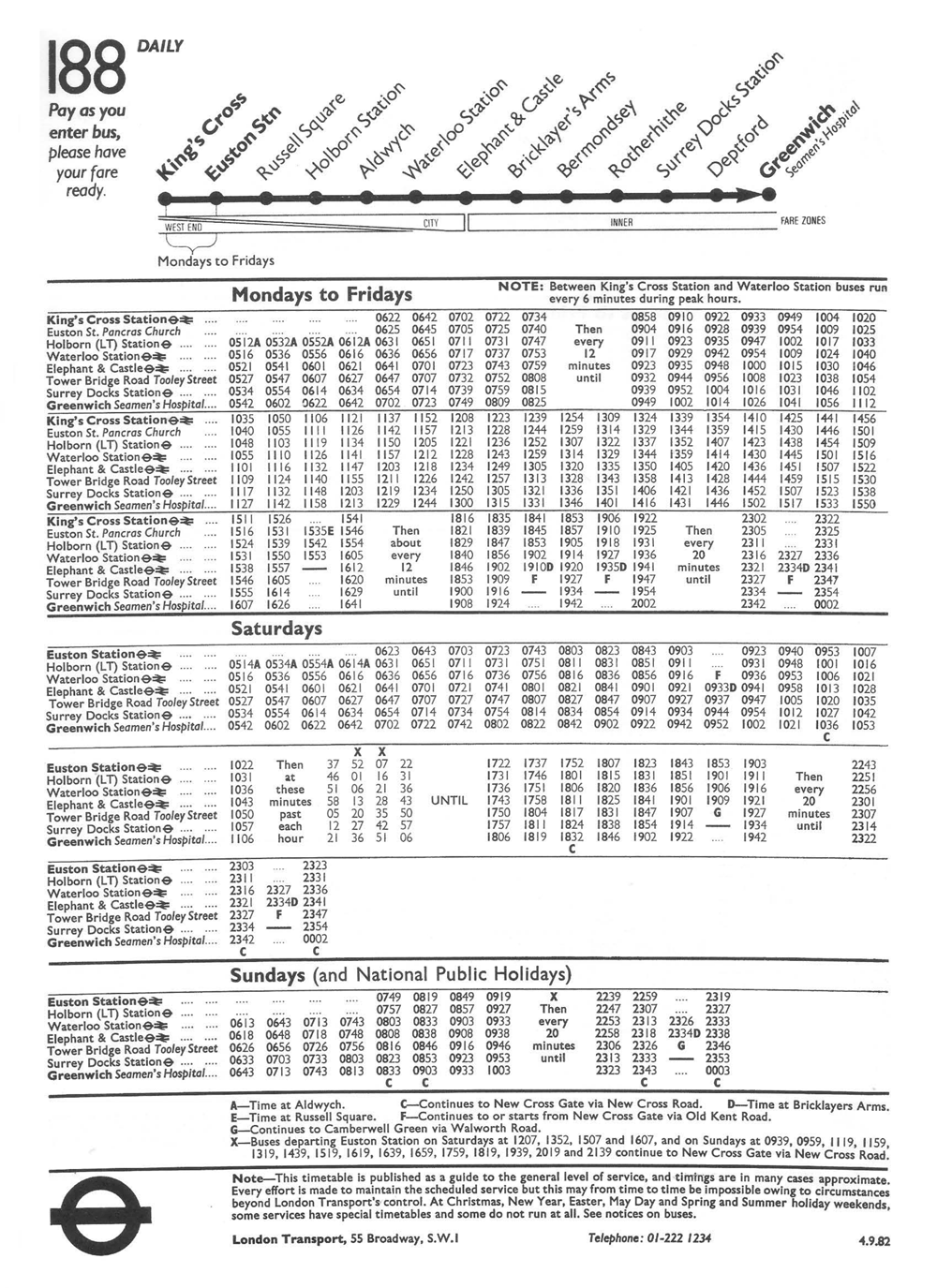 London Bus Route 188