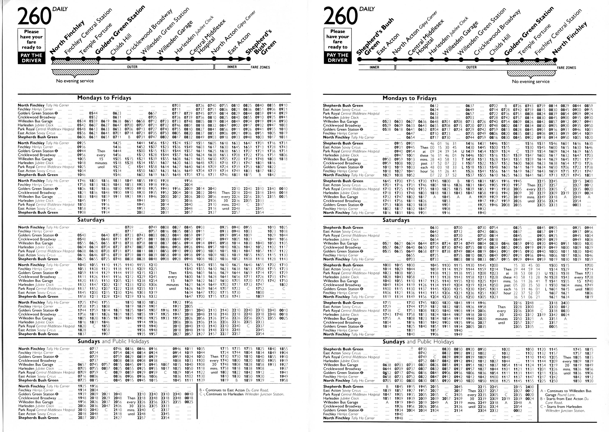 London Bus Route 260